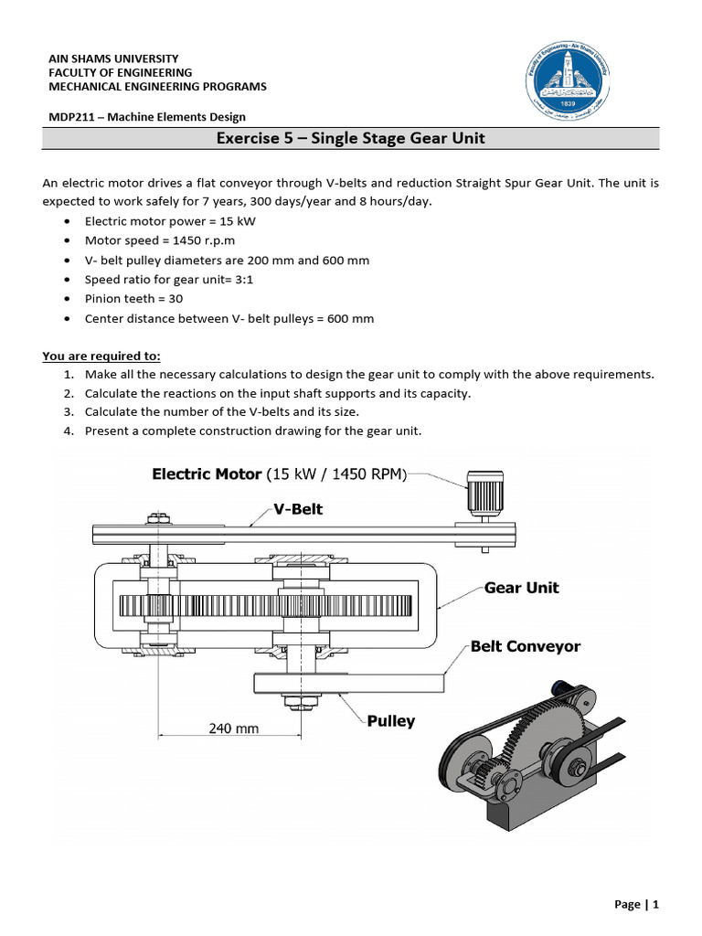 Exercise 5 - Single Stage Gear Unit | PDF
