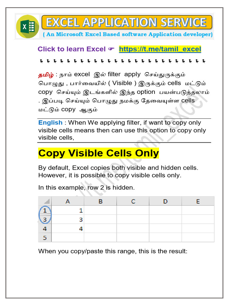 Chapter 13 Copy Visible Cells | PDF