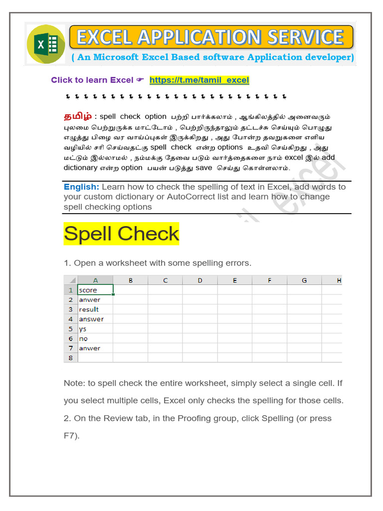 Chapter 11 Spell Check | PDF | Microsoft Excel | Spelling