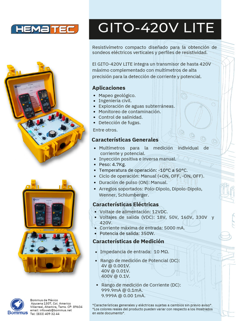 REV04-2023-FICHA-TECNICA-GITO-420V-LITE-HEMATEC.pdf | PDF | Electromagnetismo | Electricidad