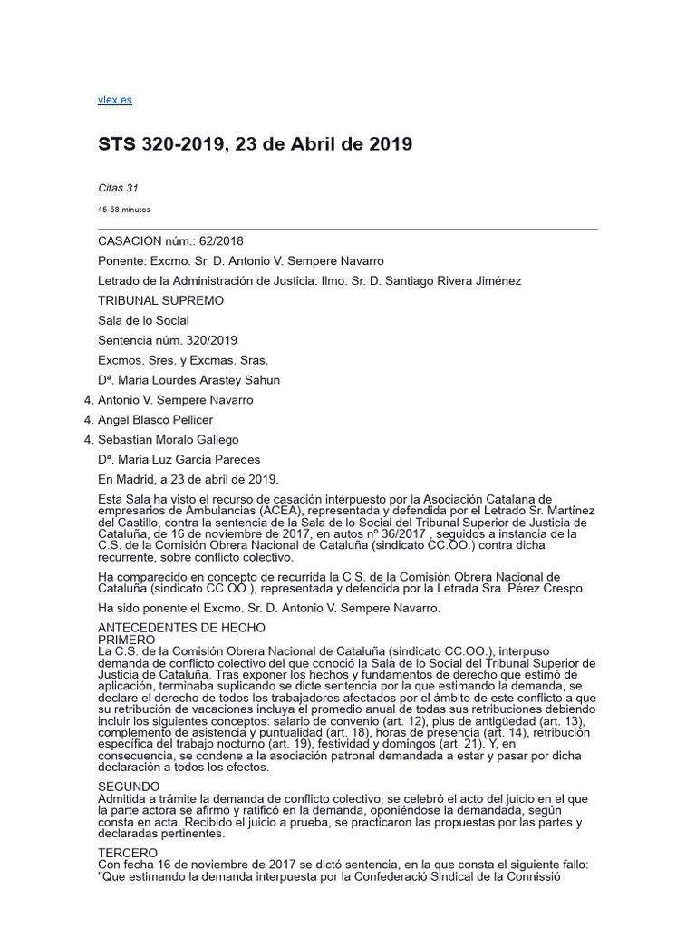 UGT - Escrito CSIC 9 Abril 24 STS 320 - 2019, 23 de Abril de 2019 - Jurisprudencia - VLEX 7894 ...