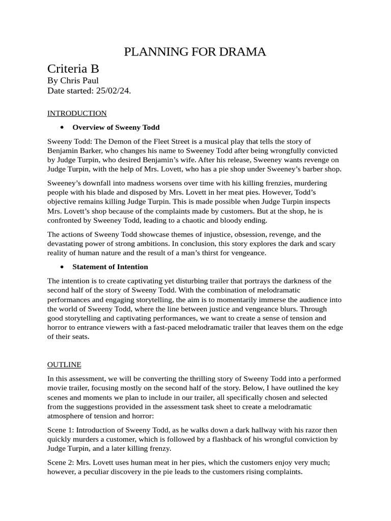 Drama Assessment B - Chris Paul | PDF