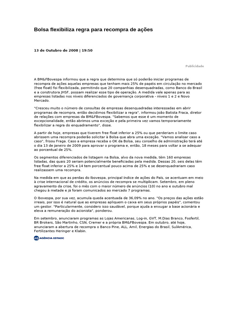 Regras de Recompra de Ações Flexibilizadas | PDF | Publicidade | Brasil