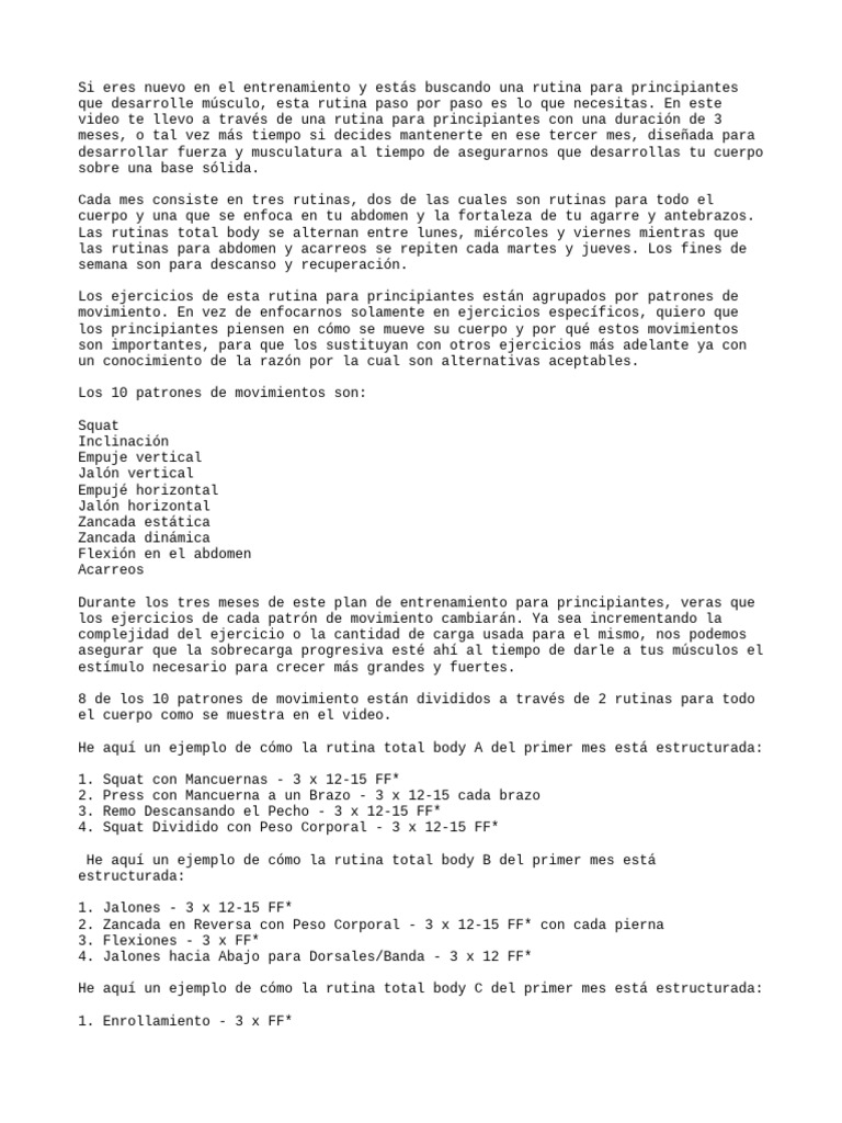 La Rutina PERFECTA para PRINCIPIANTES (Sets y Repeticiones Incluidas ...
