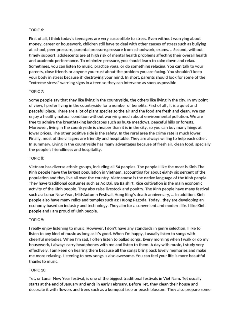 TOPIC 6 | PDF | Vietnamese People | Adolescence