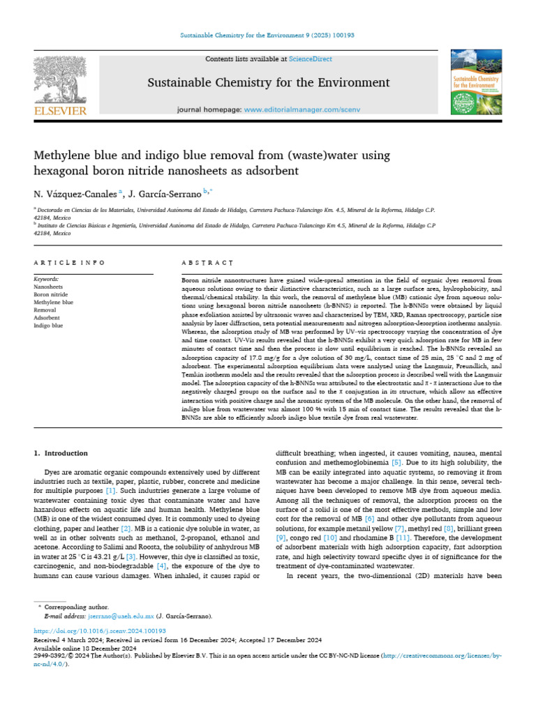 Methylene Blue Removal with Boron Nitride | PDF | Adsorption ...