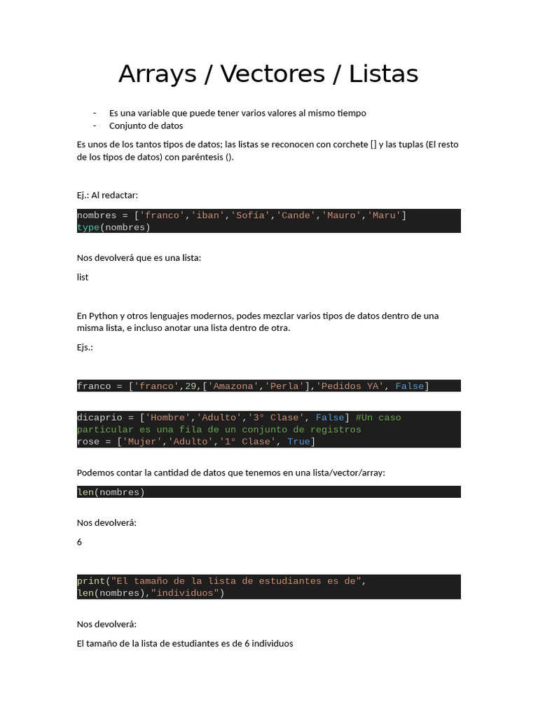 Apuntes 2° Clase - Ciencia de Datos en Python | PDF | Python (lenguaje ...