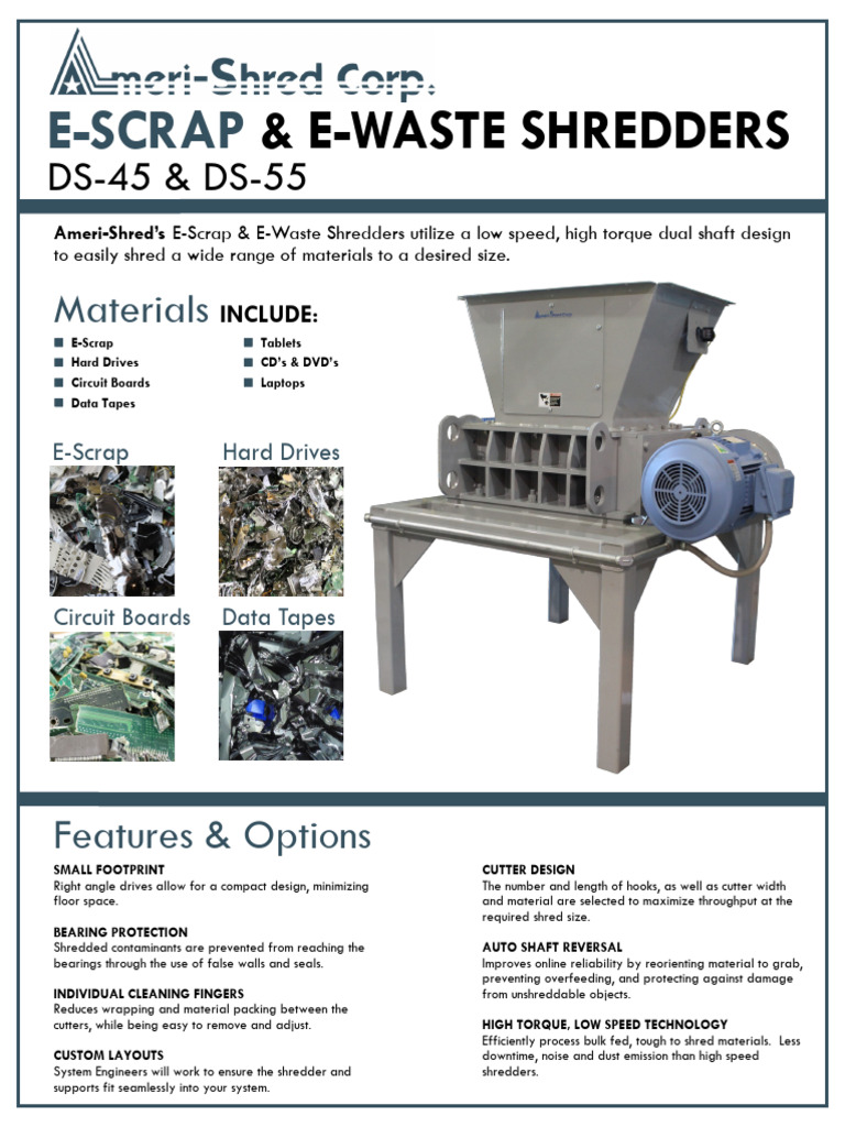 E Scrap - and - e Waste - Shredders 45 55 HP - Brochure | PDF ...