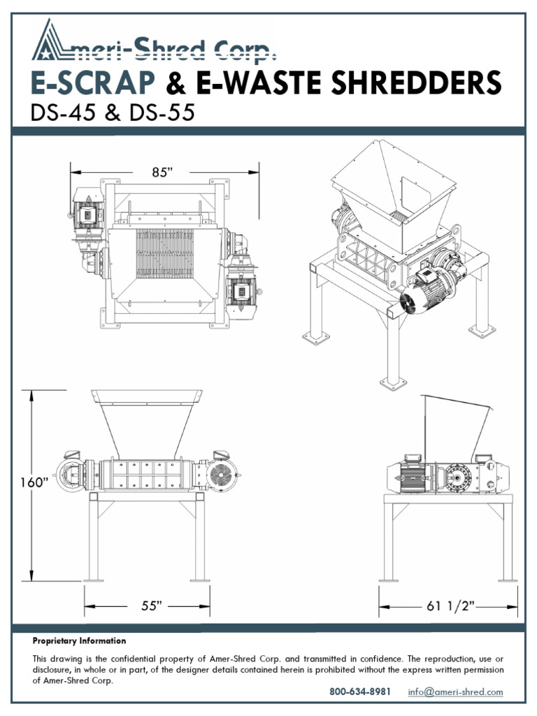 E Scrap and e Waste Shredders 45 55 HP Drawing | PDF