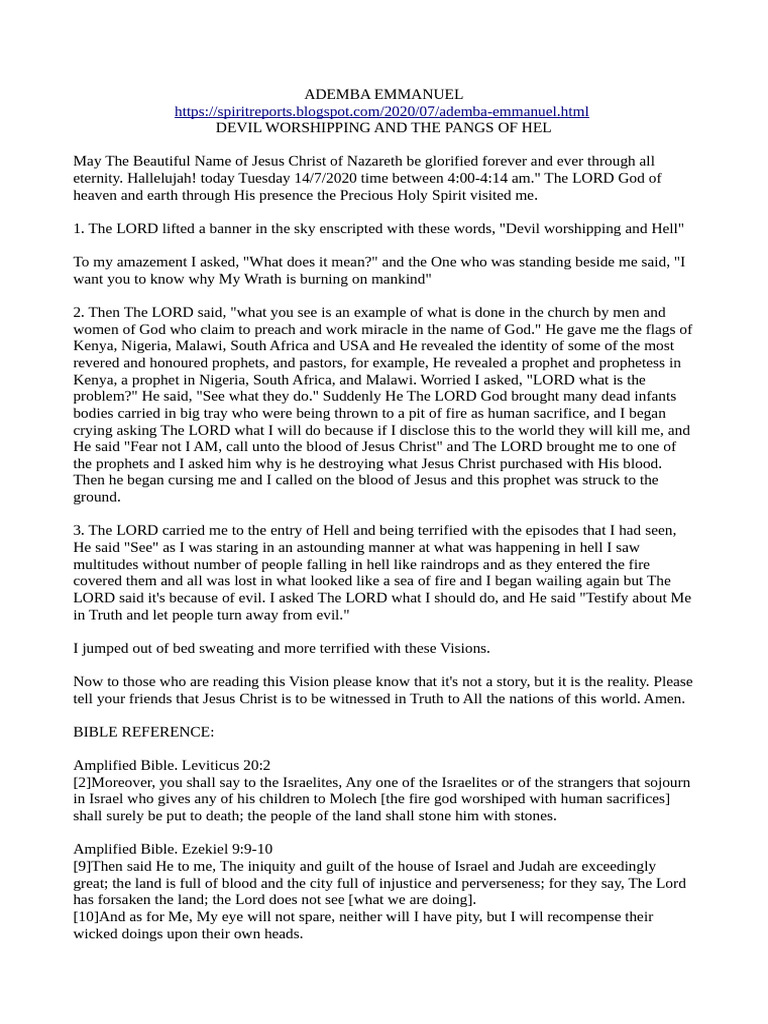 ‎ADEMBA EMMANUEL‎ DEVIL WORSHIPPING AND THE PANGS OF HELL | PDF | Jesus ...
