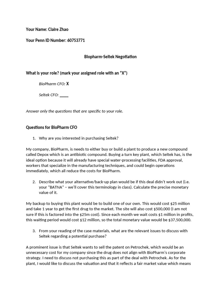 Biopharm Seltek Planning Document | PDF | Real Estate Appraisal ...