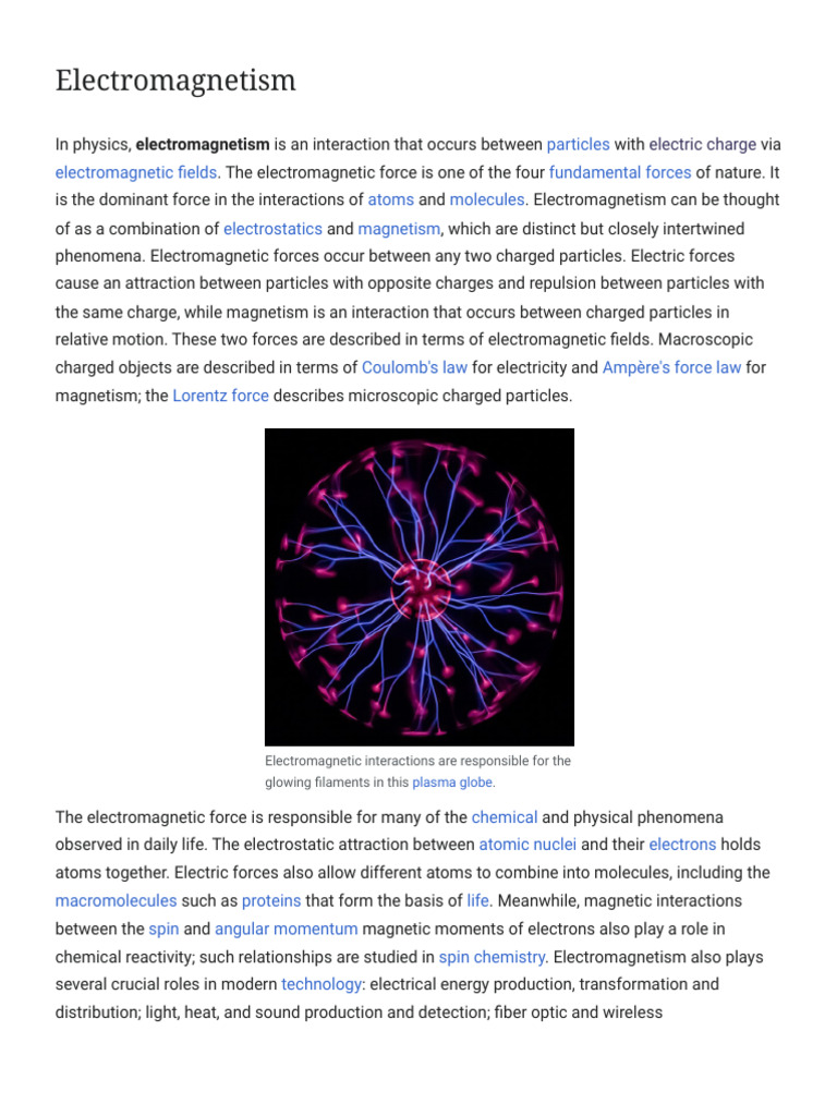 Electromagnetism - Wikipedia | PDF | Electromagnetism | Force