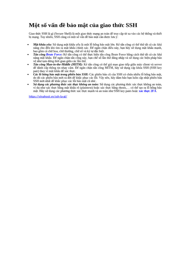 Một Số Vấn Đề Bảo Mật Của Giao Thức SSH | PDF