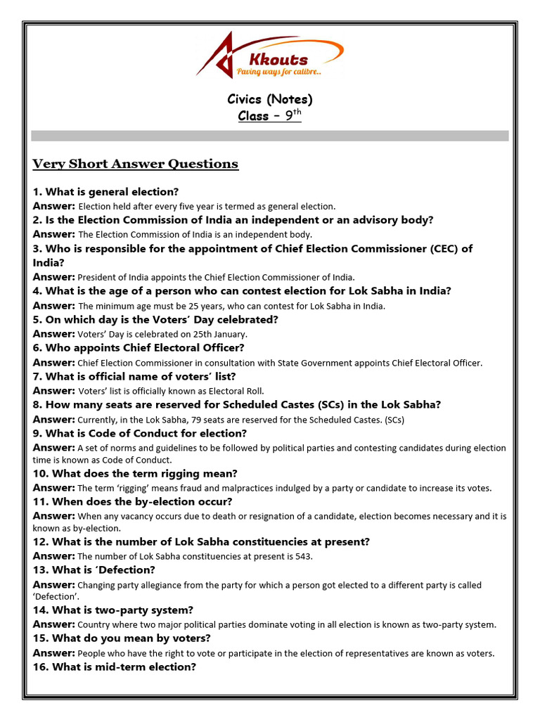 9th CBSE NOTES[ Electoral Politics] | PDF | Elections | Voting