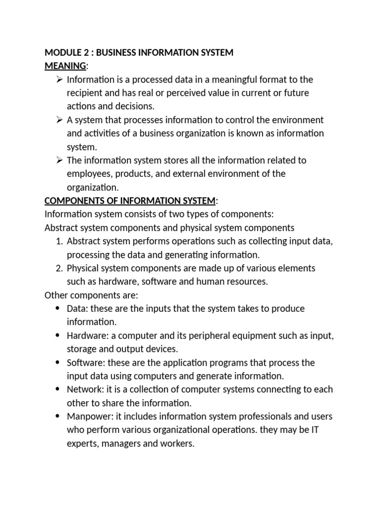 Business Information System | PDF | Information System | Information