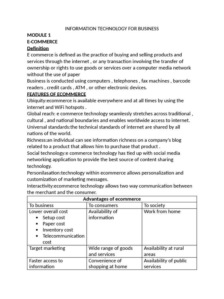 Information Technology For Business | PDF | E Commerce | Service Industries