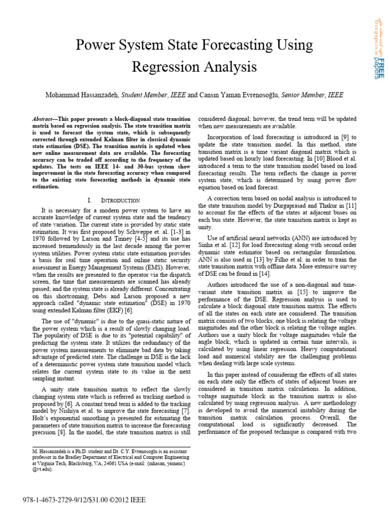 10 1109 Pesgm 2012 6345595 Power System State Forecasting Using
