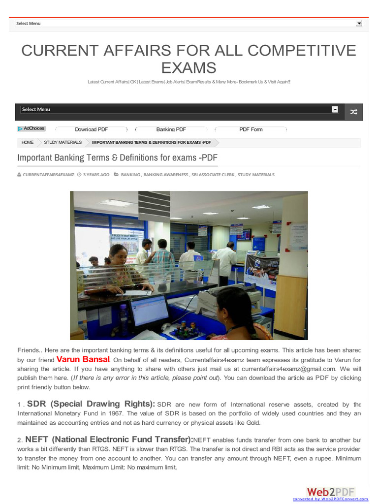 Important Banking Terms Definitions | PDF | Reserve Bank Of India | Cheque