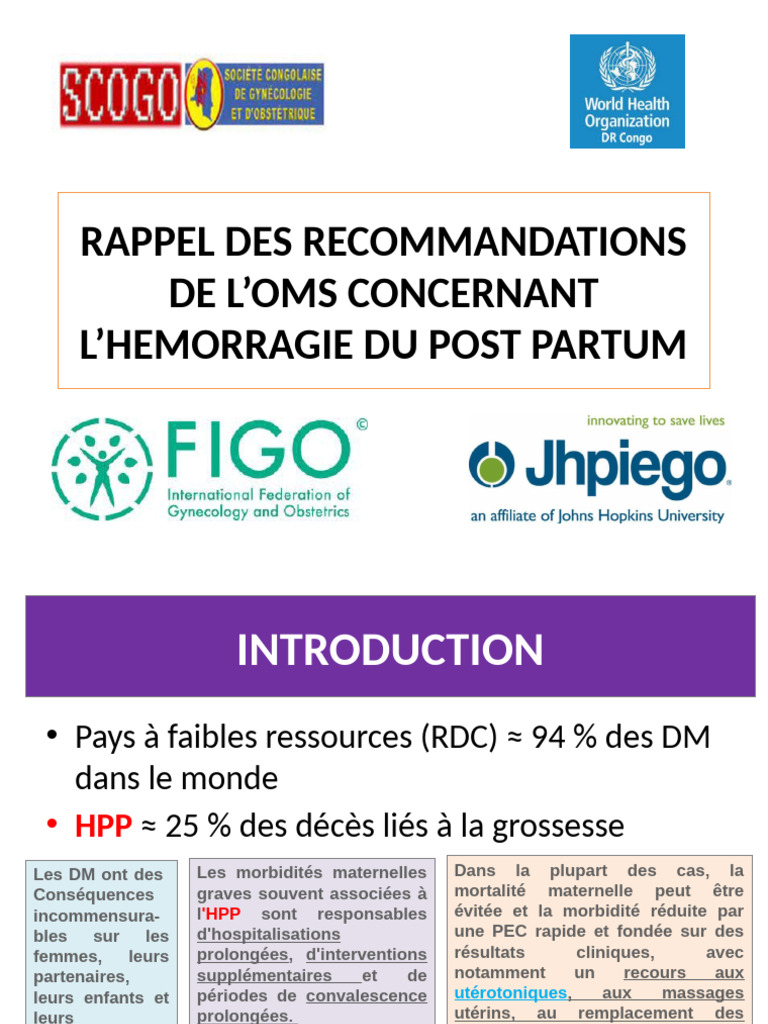 Recommandations OMS sur l'HPP | PDF | Saignement | Médecine