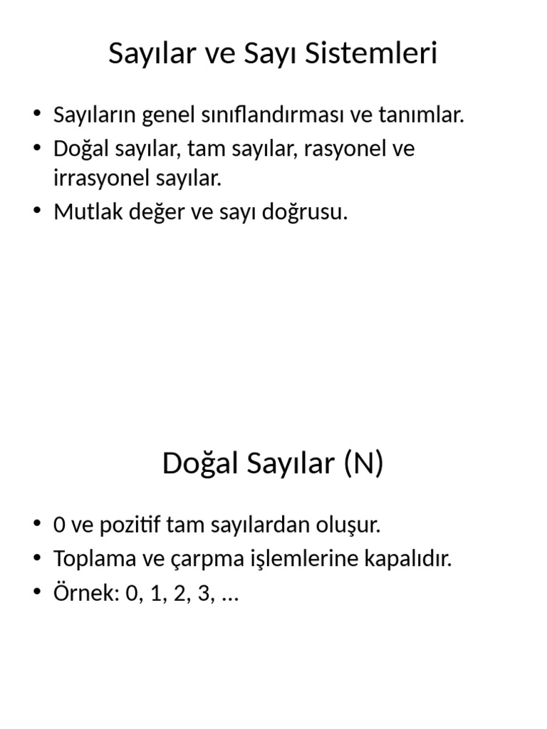 Sayilar Ve Sistemleri 40 Slayt | PDF