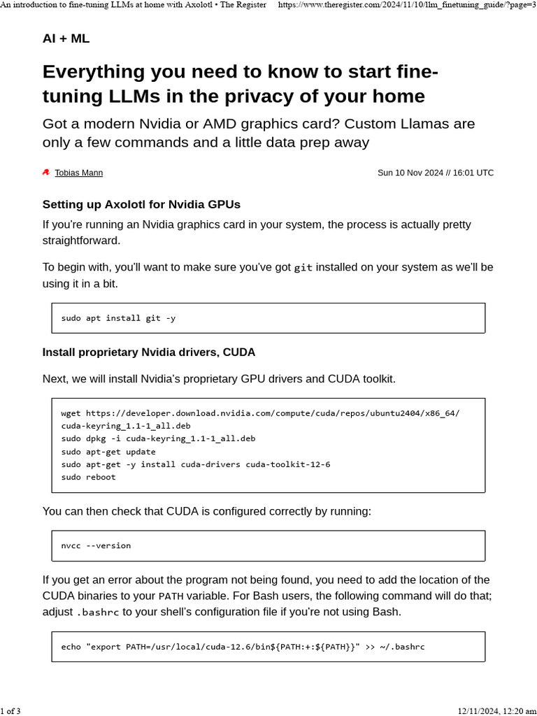 An introduction to fine-tuning LLMs at home with Axolotl #3 • The ... An introduction to fine-tuning LLMs at home with Axolotl #3 • The ...