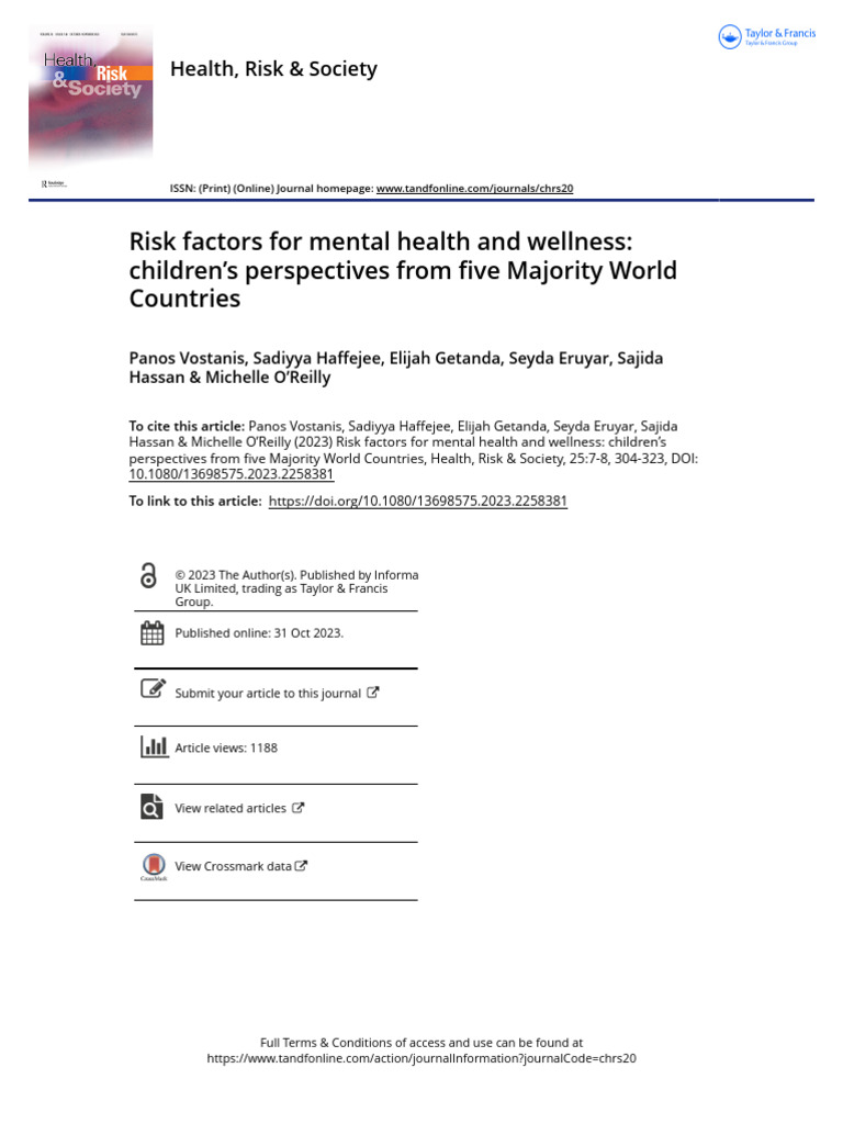 Children's Mental Health Risks in MWC | PDF | Risk | Mental Health