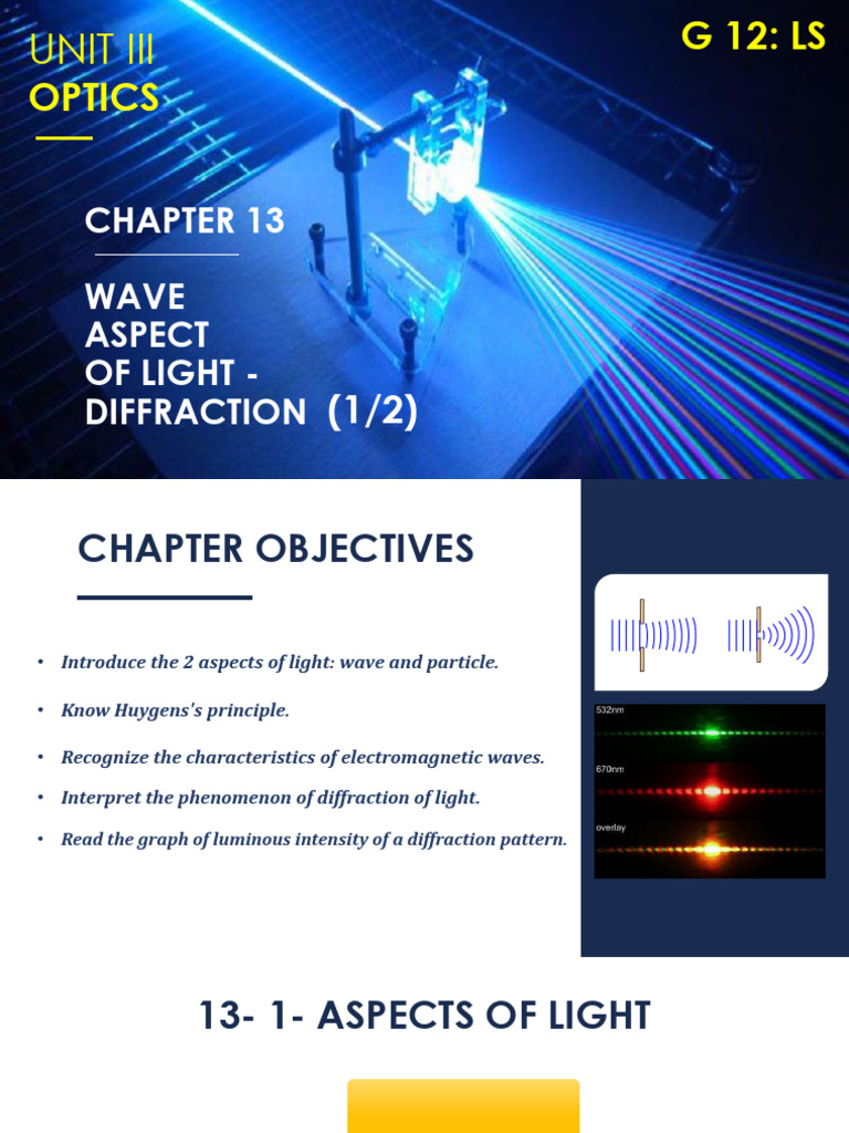 CHAPTER 13-Diffraction - STUDENT | PDF | Light | Diffraction