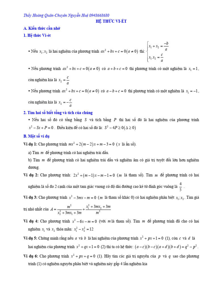 PT Bac Hai Va He Thuc Vi Et - Hs | PDF