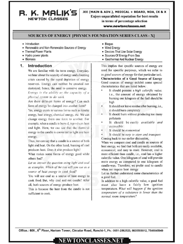 Sources of Energy | PDF