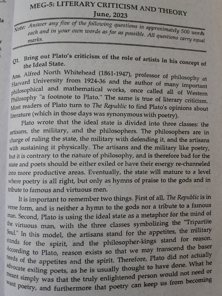 Literary Criticism Meg 05 | PDF | Plato | Metaphysics