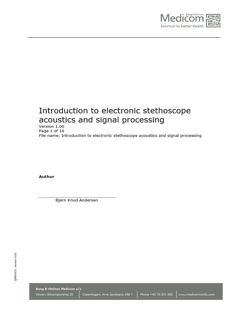 Electronic Stethoscope Acoustics Guide | PDF | Amplifier | Sound