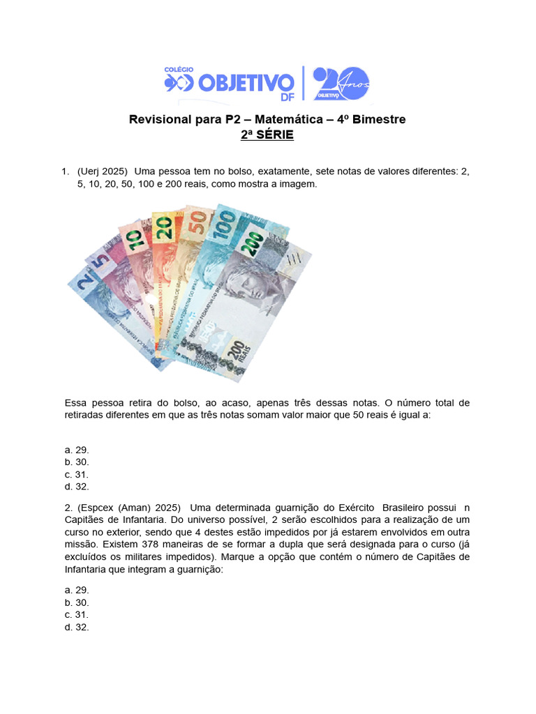 RP2 - 2-S-RIE - Matem-tica - 4- Bimestre | PDF | Probabilidade