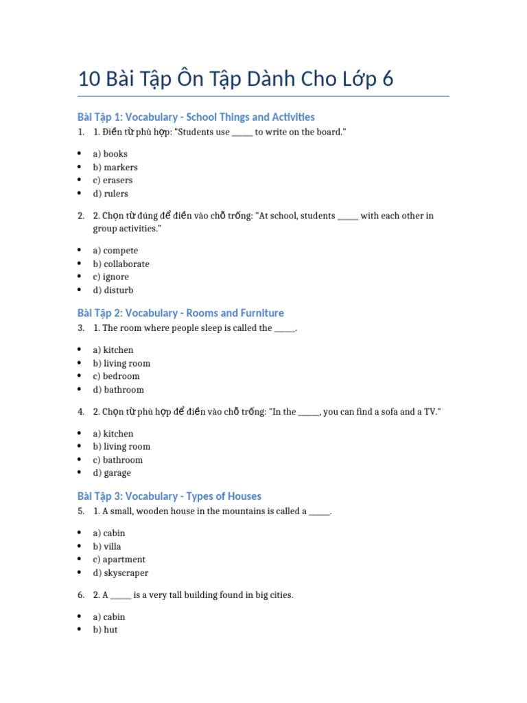 10_Bai_Tap_Ontap_Lop6 | PDF