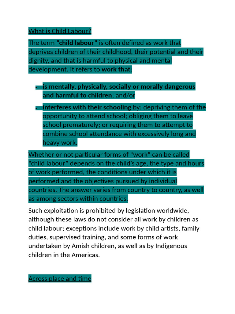 Child Labour Project | PDF | Child Labour | Economies