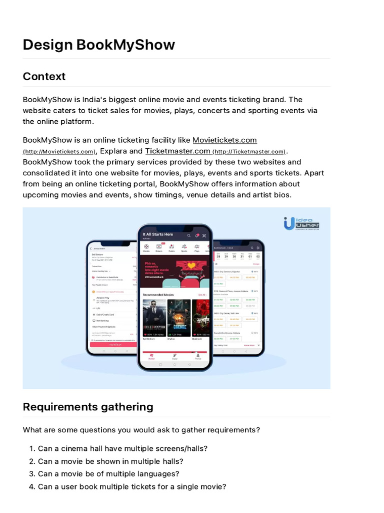 Design BookMyShow | PDF | Movie Theater | Use Case