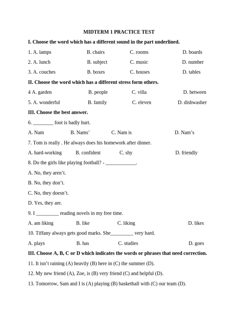 MIDTERM 1 PRACTICE TEST | PDF