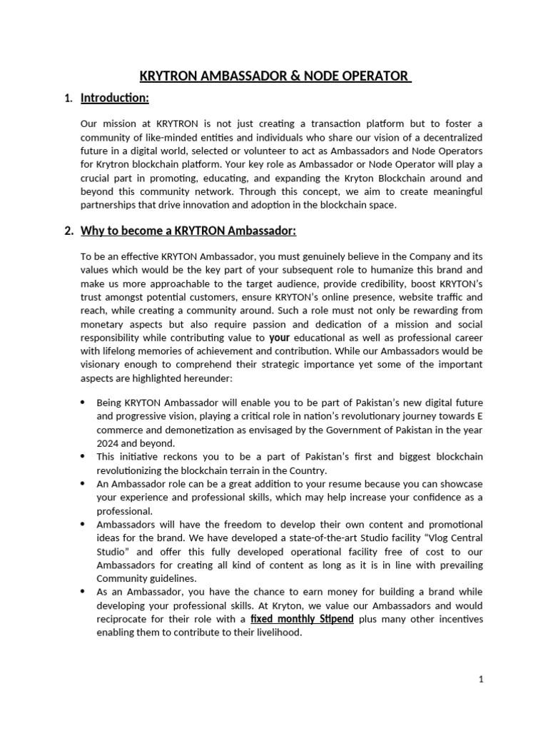 KRYTRON Ambassadors and Node Operators Web Site | PDF | Computer ...