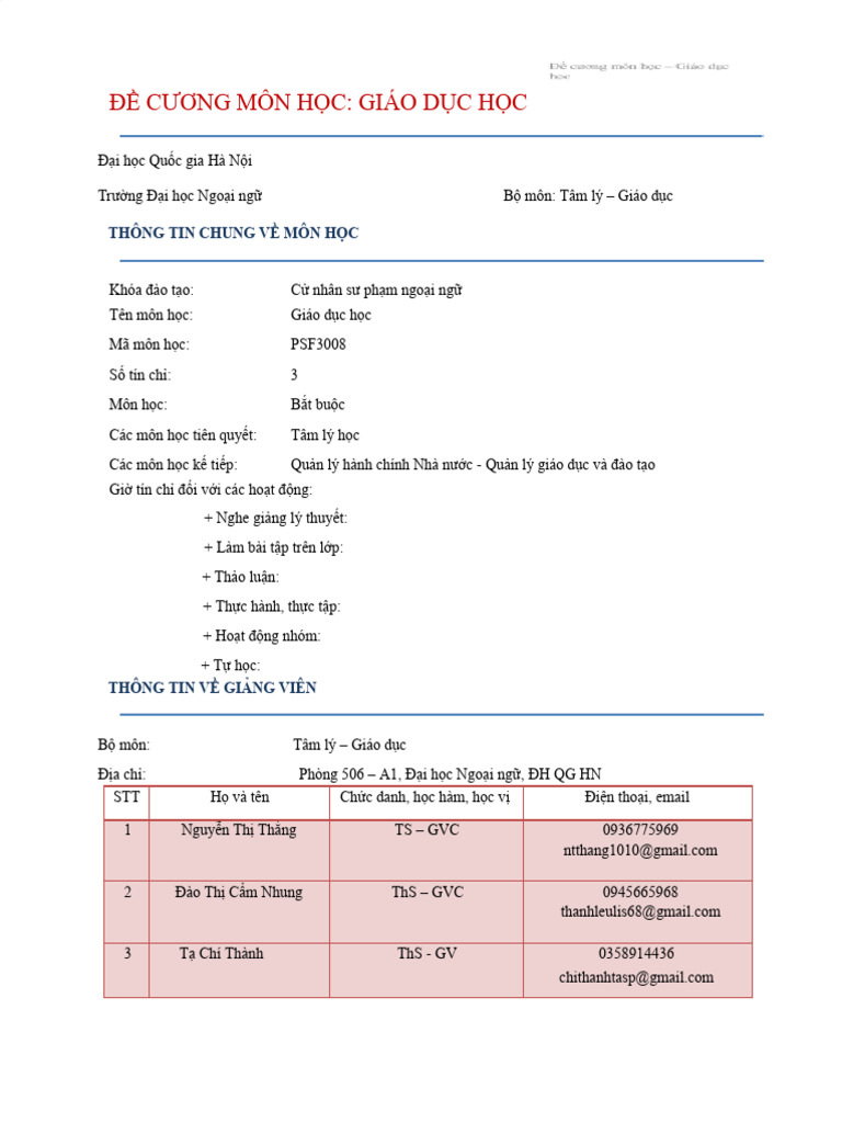 Đề cương GDH | PDF