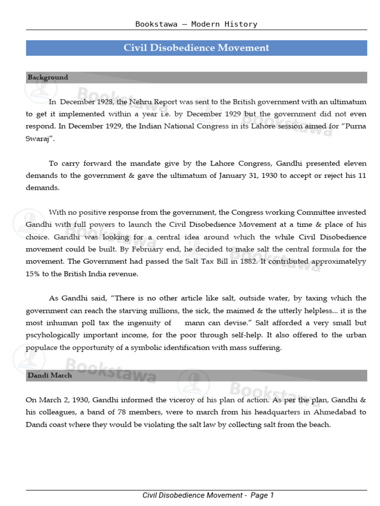 Civil Disobedience | PDF | Mahatma Gandhi | Indian Independence Movement