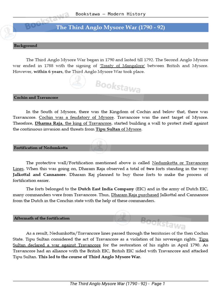 Treaty of Seringapatnam Overview | PDF | 2nd Millennium Conflicts | Foreign Relations Of Great ...