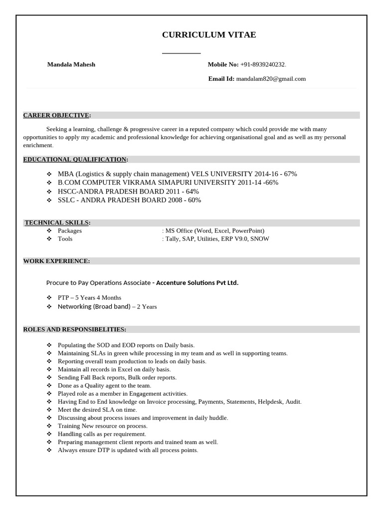 2dd95b27acac74700a1dc43a86d9c1f5_Resume - Mahesh | PDF