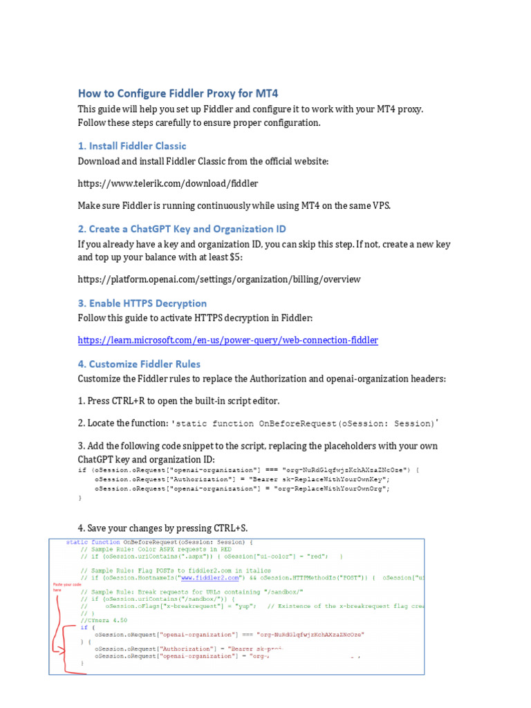 MT4 Fiddler Proxy Setup Guide | PDF