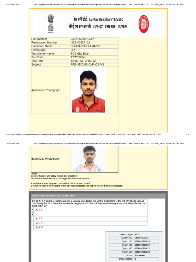RRB Je Ans Key Shift-2 | PDF | Multiple Choice | Metals