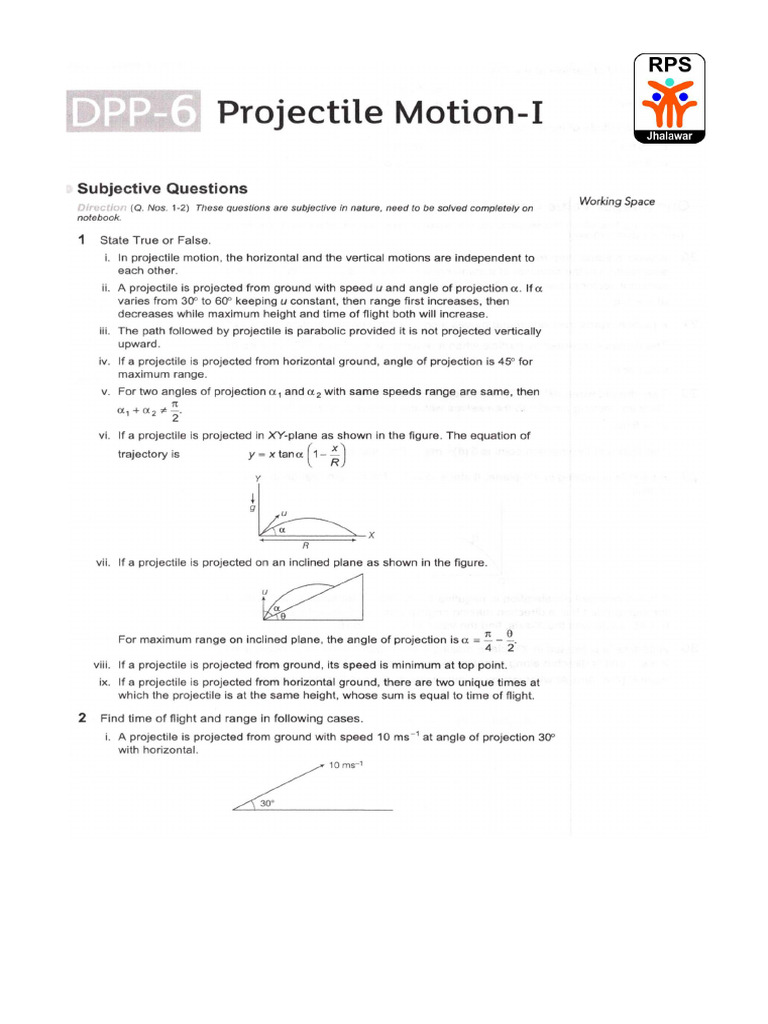 DPP 6 - Projectile Motion-I | PDF