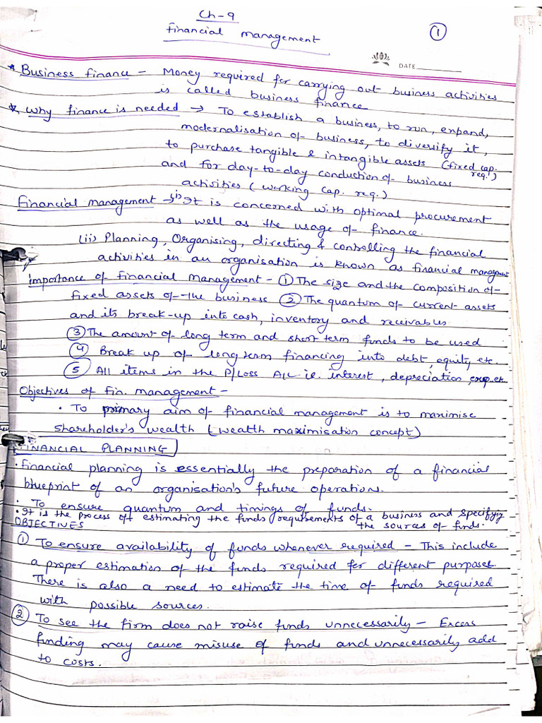 12- Financial Management Notes | PDF