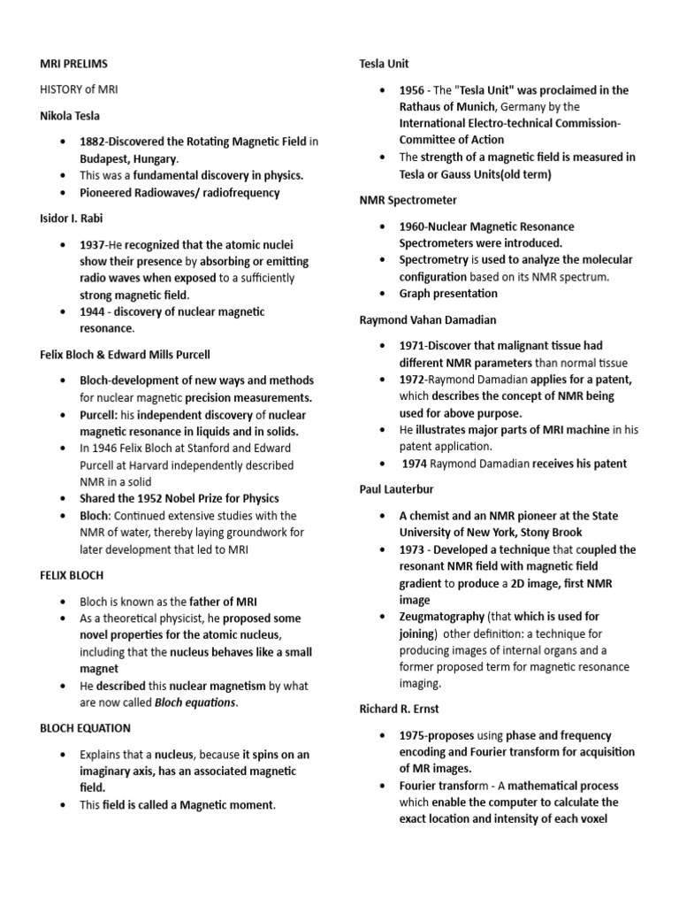 MRI-PRELIMS | PDF | Magnetic Resonance Imaging | Atoms