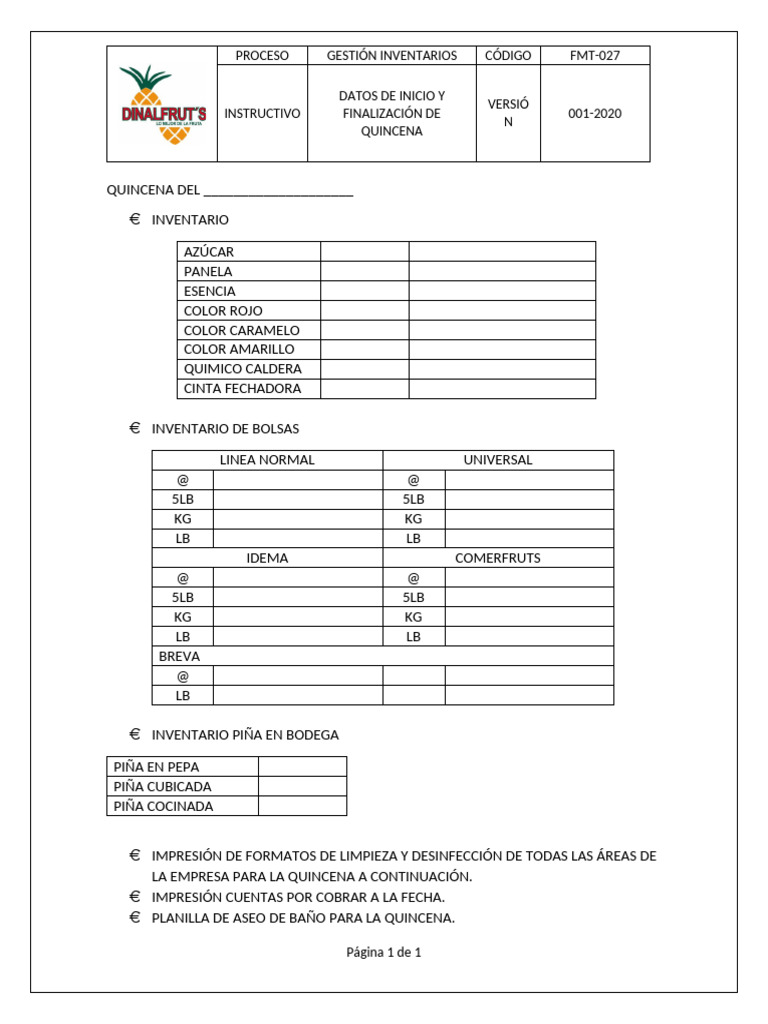 FMT - 027 Final de Quincena | PDF