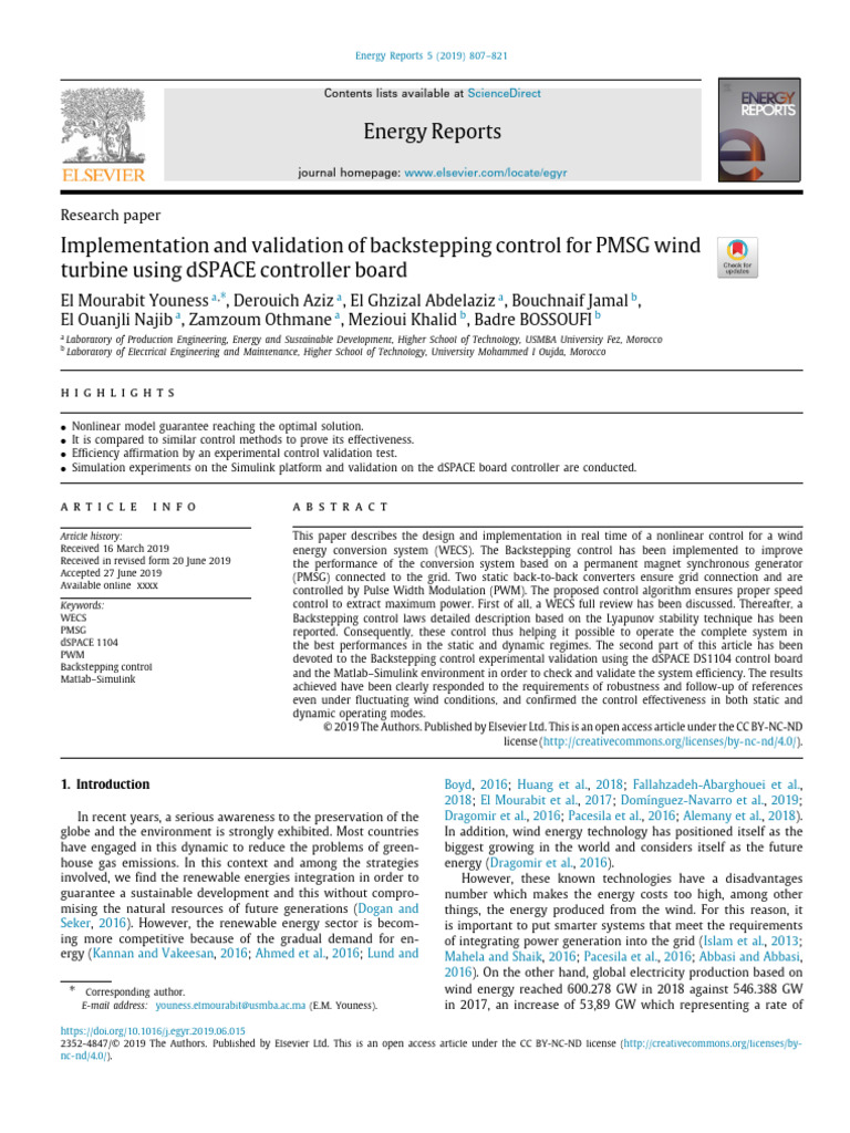 Backstepping Control For PMSG Wind | PDF | Electric Generator | Wind Power