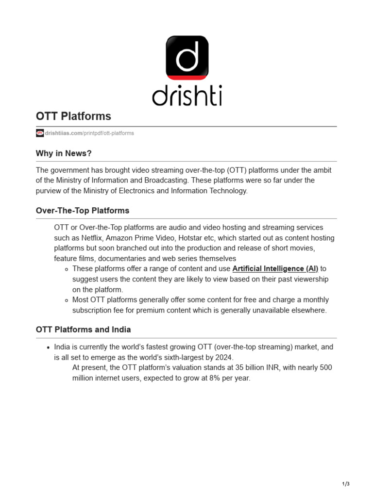 India's OTT Regulation Shift | PDF | Streaming Media | Video On Demand