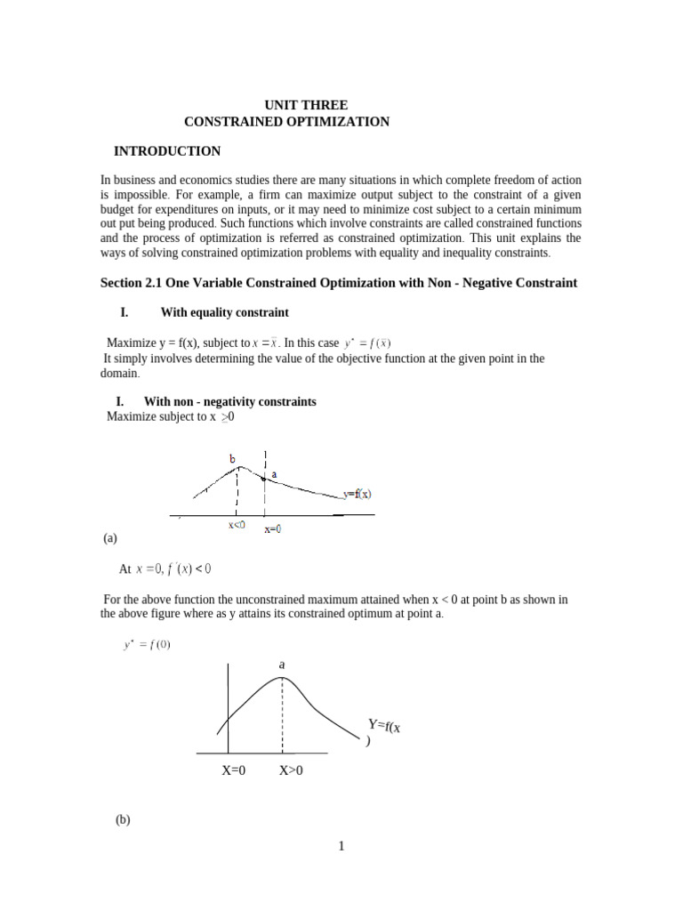 Unit Four 4 Constraint Optimization Pdf Mathematical Optimization Applied Mathematics